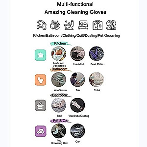 Silicone Dishwashing Gloves, Reusable Rubber Scrubbing Gloves for Dishes,Sponge Wash Cleaning Gloves with Scrubbers for Housework, Bathroom, Kitchen, Car, Pets. 1Pair (13.6" Large) (green)