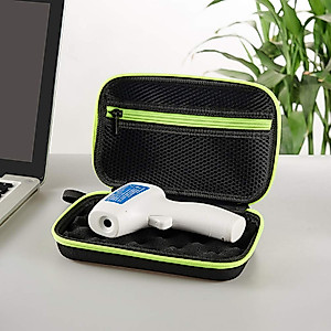 Carrying Thermometer Case Digital Forehead Thermometer Bag Universal for Non- Body Thermometer with Lanyard (Case Only) Green Zipper