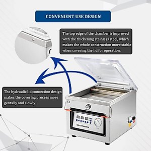 P PBAUTOS Chamber Vacuum Sealer Machine, with Micro Computer Control and Tight Buckle Design, DZ320 110V/60Hz Food Packaging Sealer Machine, Applied in Home Kitchen and Commercial Use