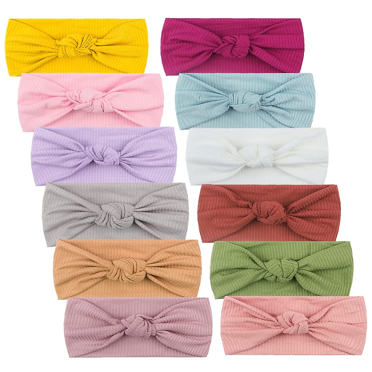 Baby Bow Headbands Turban Knotted, Girl's Hairbands for Newborn,Toddler and Childrens (Knot 12Pack)