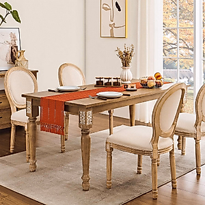 ZeeMart Macrame Style Boho Table Runner, Burnt Ochre Fall Table Runners 72 Inches Long, Farmhouse Woven Home Decor, 12x72 Inch, Dark Orange