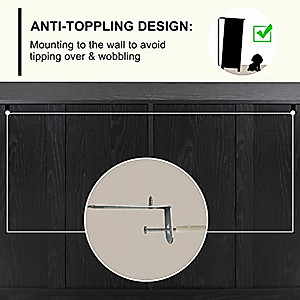 VEIKOU Sideboard Buffet Cabinet with Storage, Coffee Bar Cabinet w/56” Wide Countertop & Adjustable Shelves, Large Kitchen Buffet w/3 Drawers & 3 Cabinets, Black