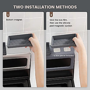 Silicone Magnetic Stove Top Shelf 30", Magnetic Shelf for Kitchen Stove Easy to Install, Stove Magnetic Shelf for Kitchen Stove,Over the Stove Top Shelf with 3 Functional Partitions -DARK GRAY