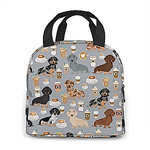 TumzfhQ Funny Dachshund Lunch Bag for Women Insulated Thermal Tote Lunch Box for Work College Picnic Beach Park
