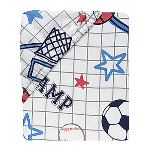 Lambs & Ivy Baby Sports 100% Cotton Fitted Crib Sheet - Football/Basketball