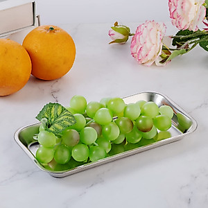 GETTON 4 Pack Small Surgical Tray, 201 Stainless Steel Tray with Seamless Trays and Moderate Edge Height for Lab Dental Tattoo Piercing Instruments Organizer, Silver