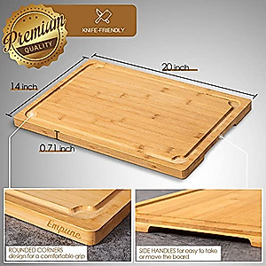 2XLarge Cutting Board, 20" Bamboo Cutting Boards for Kitchen with Juice Groove and Handles Kitchen Chopping Board for Meat Cheese board Heavy Duty Serving Tray, 2XL, Empune