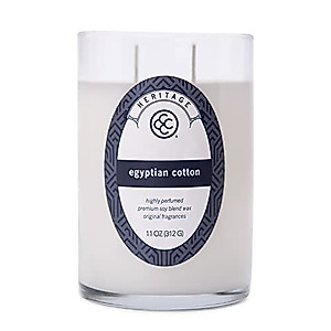 Colonial Candle Egyptian Cotton Scented Jar Candle, Heritage Collection, White, 2 Wick, 11 oz