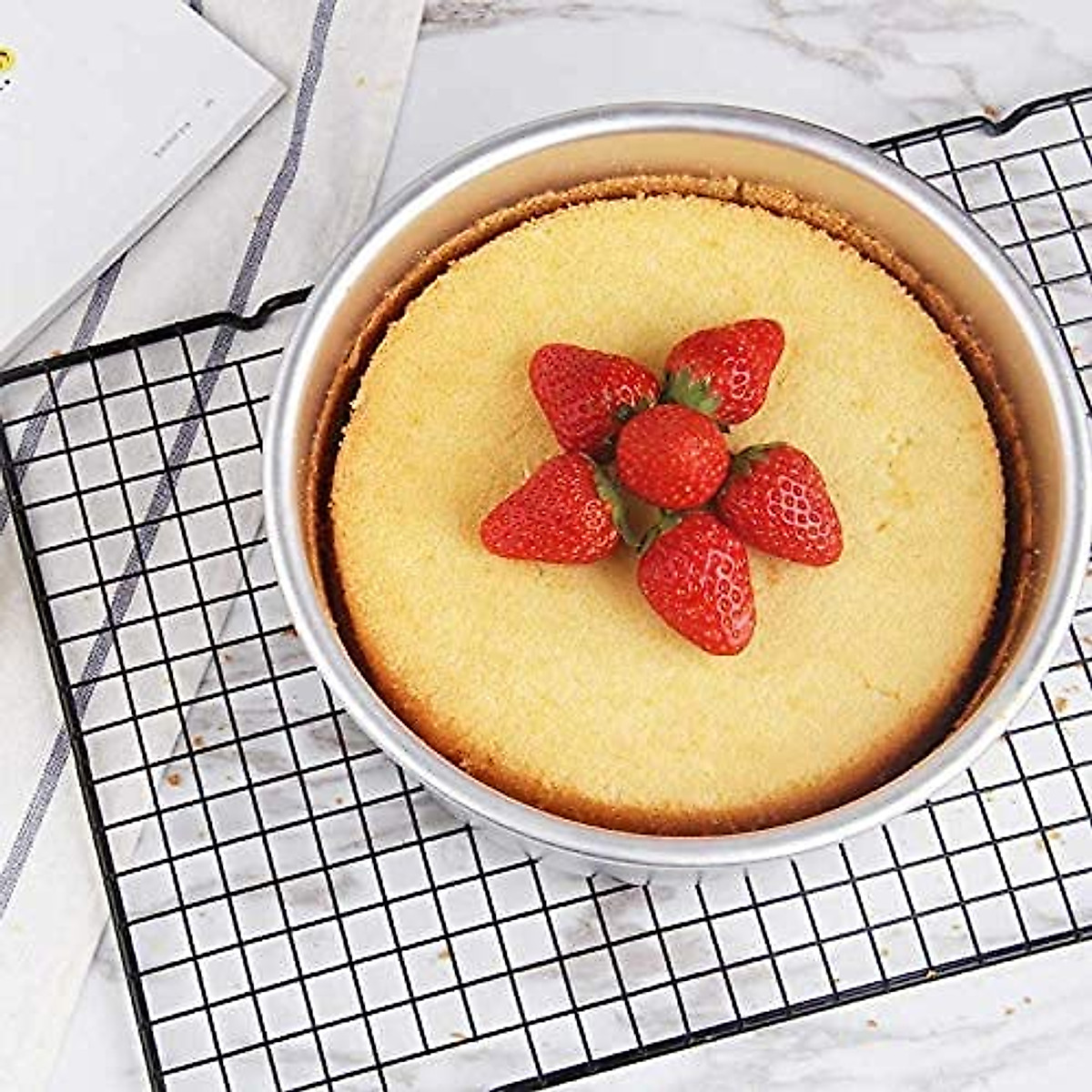 Astra Gourmet 4-Inch Perfect Performance Aluminium Round Cake Pan Chiffon Cake Mold Baking Mould with Removable Bottom, Set of 4
