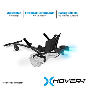 Hover-1 Falcon-1 Buggy Attachment | Turbo LED Lights, Compatible with All 6.5" & 8" Hoverboards, Hand-Operated Rear Wheel Control, Adjustable Frame, Easy Install