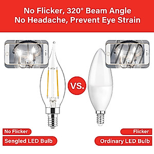 Sengled E12 Led Bulb Dimmable, Candelabra Led Light Bulbs 60 Watt Equivalent, CA10 Flame Tip Chandelier Light Bulbs, 5000K Daylight Candle Light Bulbs for Chandeliers, Ceiling Fan, Pendant, 12 Pack