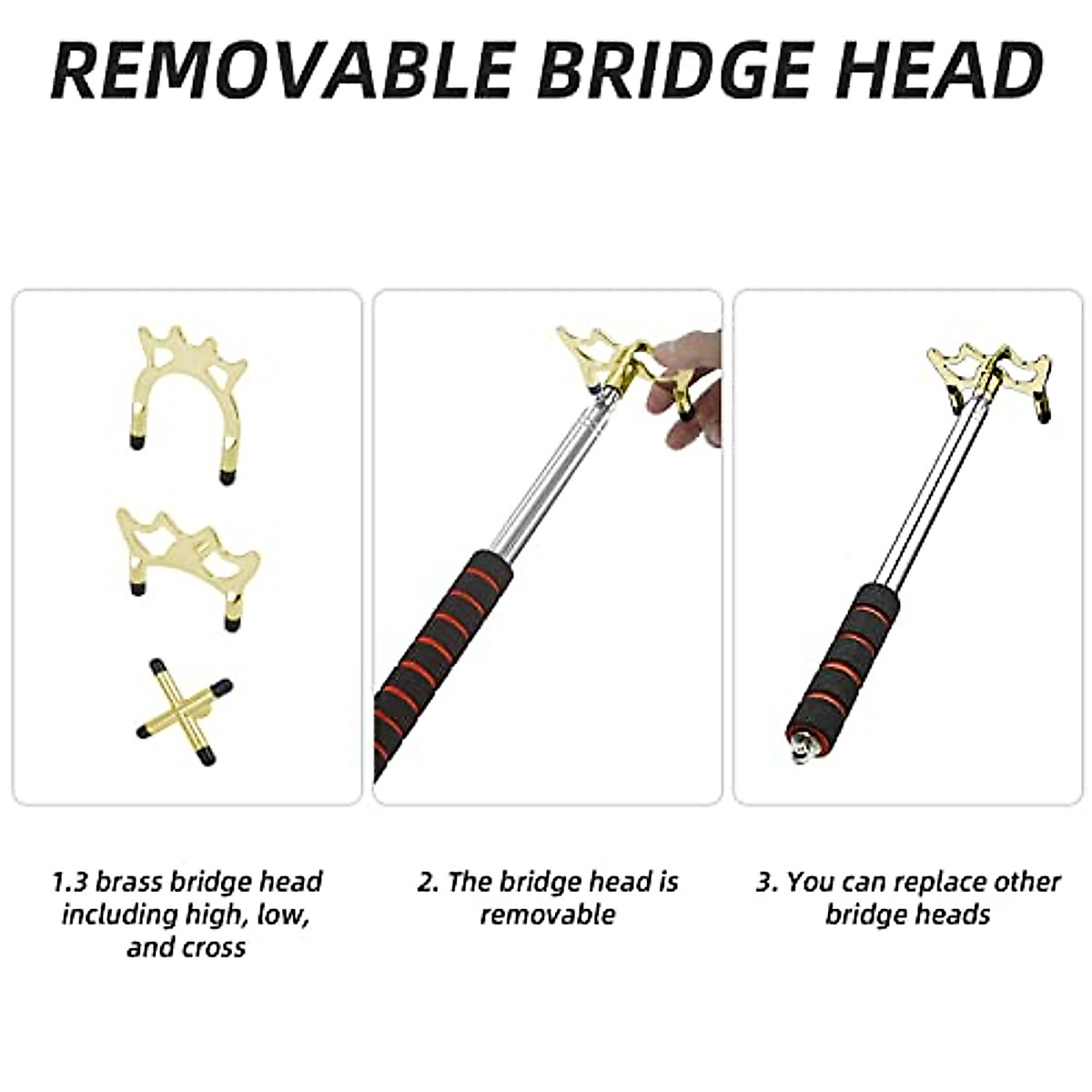 Scott Edward Retractable Billiards Bridge Pool Stick with 3 Pieces Removable Bridge Head,Stainless Steel Material Billiards Pool Accessory for Pool Table