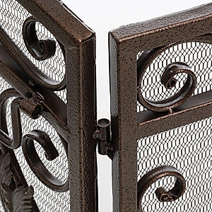 Christopher Knight Home Waterbury Fireplace Screen, Gold Flower On Black