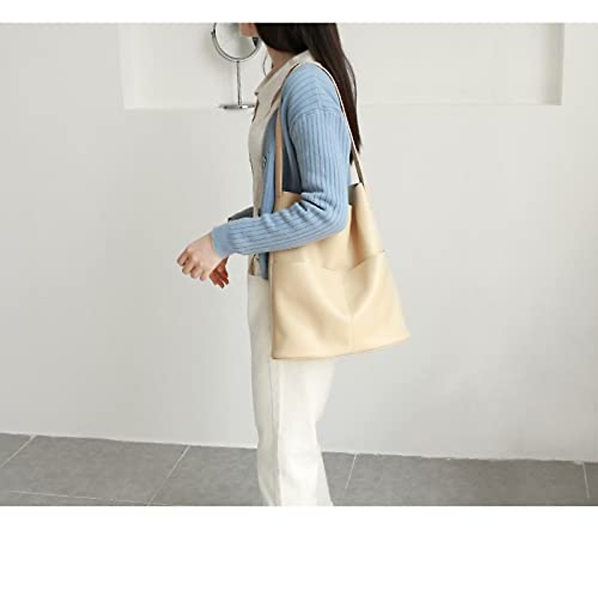WPYYI Women Shoulder Bag Casual Female Totes Bag Women Leather Handbags Large Capacity (Color : Orange, Size : 35x31cm)