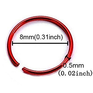 40Pcs Colorful Stainless Steel Body Jewelry Piercing Lip Nose Rings Hoop Studs Clicker Segment-Colorful