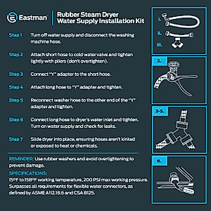 Eastman Rubber Steam Dryer Water Supply Installation Kit, 3/4 Inch FHT x 3/4 Inch FHT Connection, 5 Foot Flexible Hose, 41024
