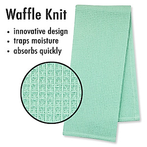 Jot & Mark Dish Towels 100 Percent Cotton | Set of 4 for Drying and Kitchen Use (Seafoam Blue-Green)