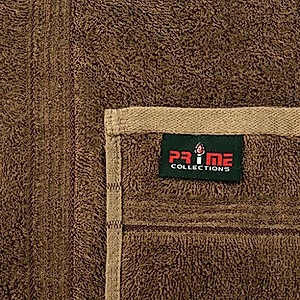 PRIME COLLECTIONS Ultra Soft Luxury Bamboo Cotton Bath Towel Set 8 Piece Towels 600 GSM 2 Bath Towels 2 Hand Towels and 4 Washcloths (Dark Brown, 8)