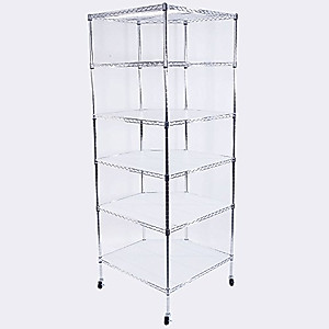 Heavy Duty Shelves Commercial-Grade 6 Tier Corner Shelf, Industrial Corner Bookshelf Steel Wire Shelving with Wheels, Rustic Corner Storage Rack Shelves Display Plant Flower, Stand Bookcase