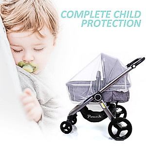 HUAILEI Baby Mosquito Net - Durable Stroller Cover,Honeycomb Grid Stroller Netting Mosquito for Baby Bug Net for Strollers,Bassinets, Child Safety Seat and Portable Mini Crib （2PCS,White and Brown