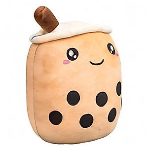 FJZFING Cute Plush Boba Milk Tea Stuffed Teacup Pillow Soft Bubble Tea Cup Plushie Toy Kawaii Cartoon Gift for Kids Home Decor Original 9.4 Inch