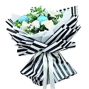 20 Pcs Striped Flower Wrapping Paper,Waterproof Valentine's Day Bouquet Wrapping Paper 23x23 Inch,Used for DIY Crafts, Gift Packaging, Flower Shop Bouquet Packaging (Black)
