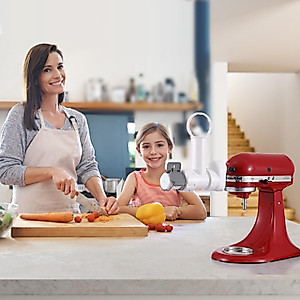 Pasta Maker Attachment for KitchenAid Stand Mixers Included 6 Different Shapes of Pasta Outlet, Durable Pasta Press Attachments and Cleaning Brush,White