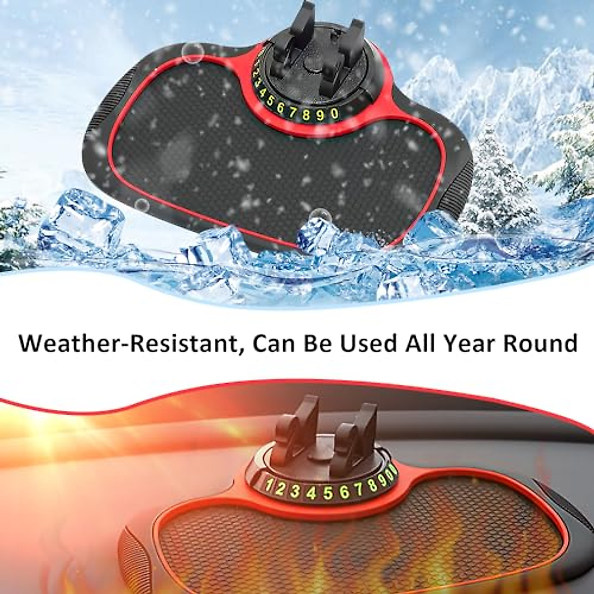 Multifunction Car Anti-Slip Mat Auto Phone Holder, Rotatable Anti Skid Car Dashboard Pad with Temporary Parking Numbe, Universal Phone Holder With Extra Large Pad For Phones Sunglasses Keys Gadgets