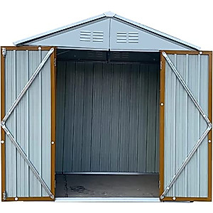 EMKK 4FTx6FT Storage Sheds Outdoor, Utility Steel Tool Sheds for Garden Backyard Lawn, Large Patio House Building with Lockable Door