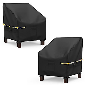 Outdoor Chair Covers For Patio Furniture Waterproof, Gorpche Patio Chairs Covers with Fastener Windproof Buckle Straps, Heavy Duty Lawn Outdoor Furniture Covers fits up to 31 x 33 x 36 inches(2 Pack)