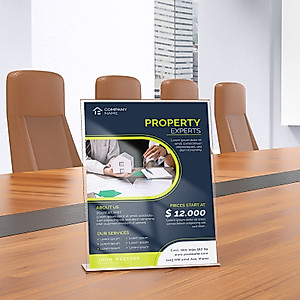 Danoni Clear Acrylic Sign Holder - 6Pack 8.5x11'' Flyer Document Brochure Display Holder with Vertical Slant Back for Office Desktop - Plastic Menu Stands Plastic Paper Holders for Restaurant Tabletop