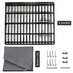 PETIME Foldable Metal Dog Exercise Pen/Pet Puppy Playpen Kennels Yard Fence Indoor/Outdoor 8 Panel 24" W x 24" H with Top Cover/Bottom Pad (with Bottom pad, 8 Panels 24" H)