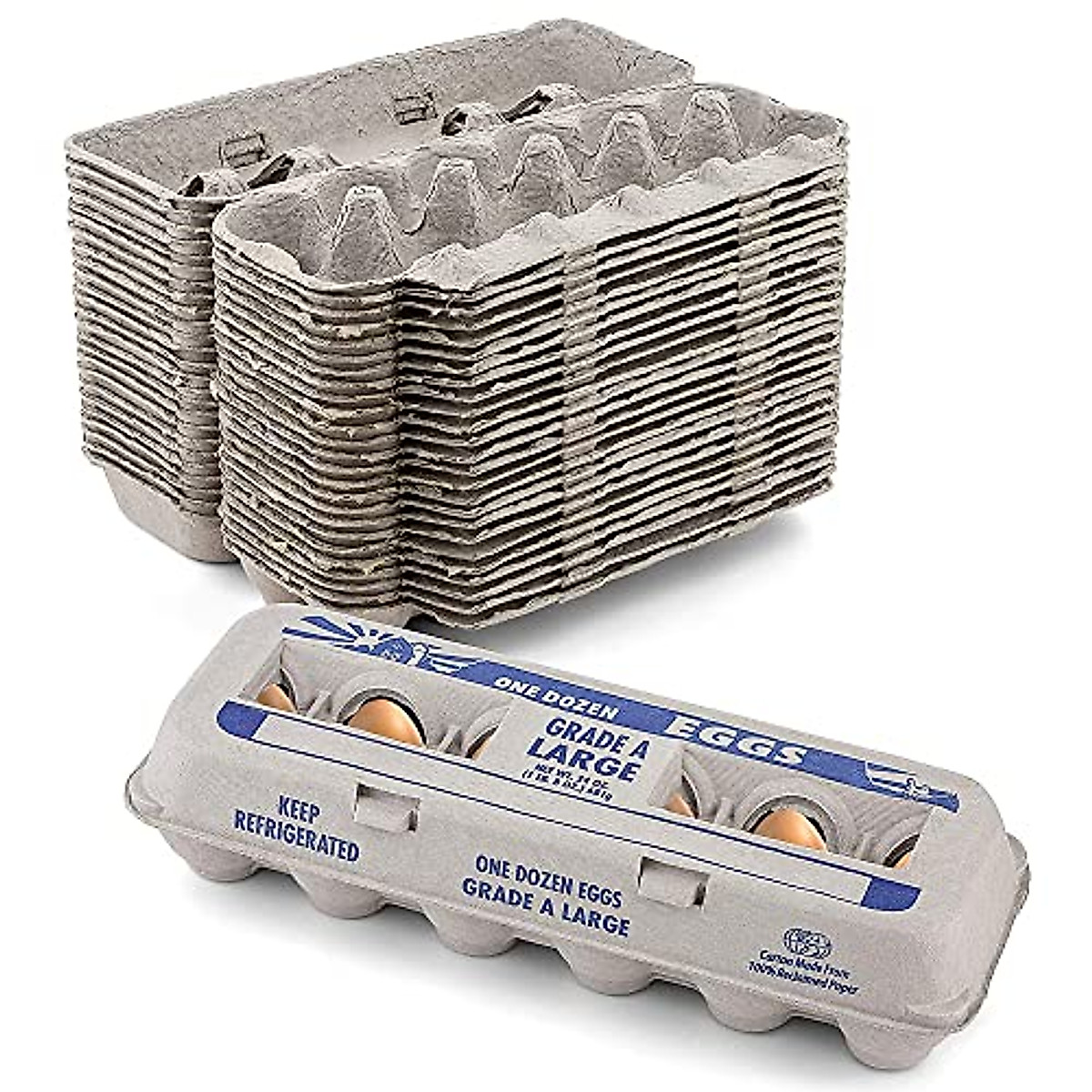 Printed Natural Pulp Egg Cartons Holds Up to Twelve Eggs - 1 Dozen Large - Strong Sturdy Material Perfect For Storing Extra Eggs - by MT Products (15 Cartons) - Made in The USA