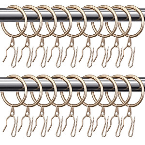 Qunclay 100 Set 1.26 Inch Metal Curtain Rings with Eyelets Curtain Hooks for Drapes and Metal Drapery Pin Drapery Hooks for Window Door Shower Bathroom Rings (Champagne)