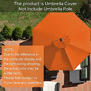 EliteShade USA 9FT Patio Umbrella Replacement Covers 8 Ribs Market Umbrella Canopy Cover (CANOPY ONLY) (Orange)