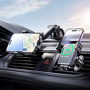 JOYROOM Wireless Car Charger JR-ZS219，15W Qi Fast Charging Phone Mount for Car， No Fear of Bumps and Never Fall Off for iPhone 14 13 12 11, Galaxy S22/S20+