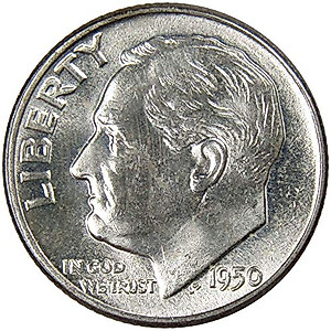 1950 Roosevelt Dime BU Uncirculated Mint State 90% Silver 10c US Coin