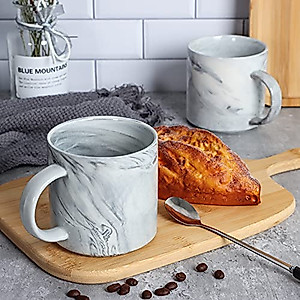 Smilatte 12 oz Stackable Coffee Mugs, M101 Novelty Marble Ceramic Cup for Boy Girl lover, Set of 4, Gray