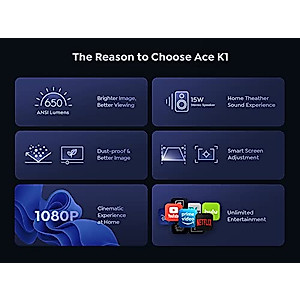 YABER K1 Projector 650 ANSI Ultra Bright, Home Theater Movie Projector with WiFi 6 and Bluetooth, Native 1080P& 4K Supported &Auto Screen&Full-Sealed Engine, Wireless Casting/HDMI/USB/TV Stick/PPT