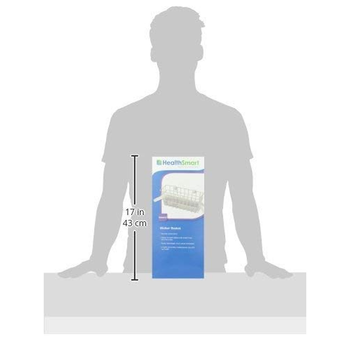 HealthSmart Walker Storage Basket with Cup Holder and Insert Tray, FSA Eligible, No Tools Needed, Universal Fit, White, 16 x 5.5 x 7, Walker Accessories Basket