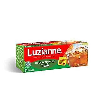 Luzianne Decaffeinated Iced Tea Bags, Family Size, Unsweetened, 144 Tea Bags (6 Boxes of 24 Count Pack), Specially Blended For Iced Tea, Clear & Refreshing Home Brewed Southern Iced Tea