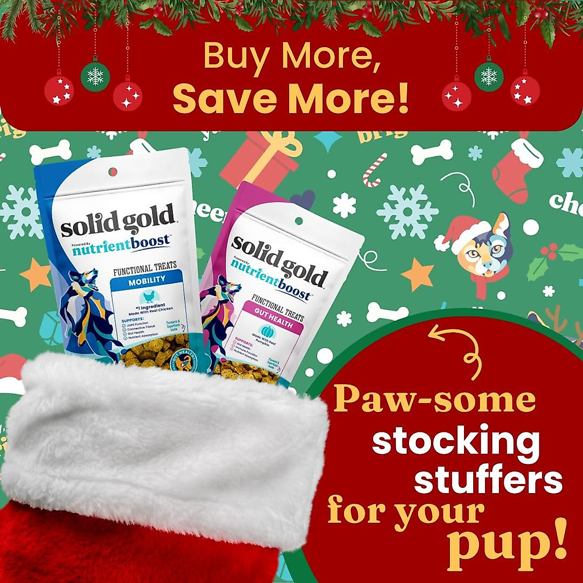 Solid Gold Healthy Dog Treats - Functional Mobility Dog Treats for Training & Joint Support - Chicken Flavor with Glucosamine Chondroitin Healthy Training Treats for Dogs - 5.2 oz