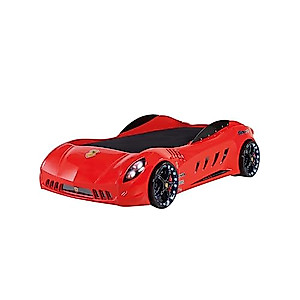 Shark Twin Race Car Bed, Remote Control, LED Lights, Sound FX, Rear Seat