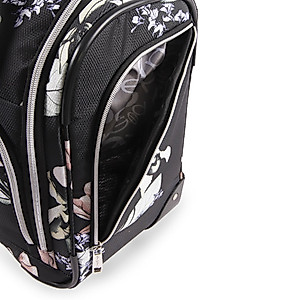 BEBE Women's Valentina-Wheeled Under The Seat Carry-on Bag, Telescoping Handles, Black Floral, One Size