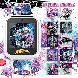 Accutime Spiderman Ghost Spider Educational Learning Touchscreen Kids Smartwatch - Multicolor Strap- Toy - Girls, Boys, Toddlers - Selfie Cam, Games, Alarm, Calculator, Pedometer (Model: SPD4935AZ)