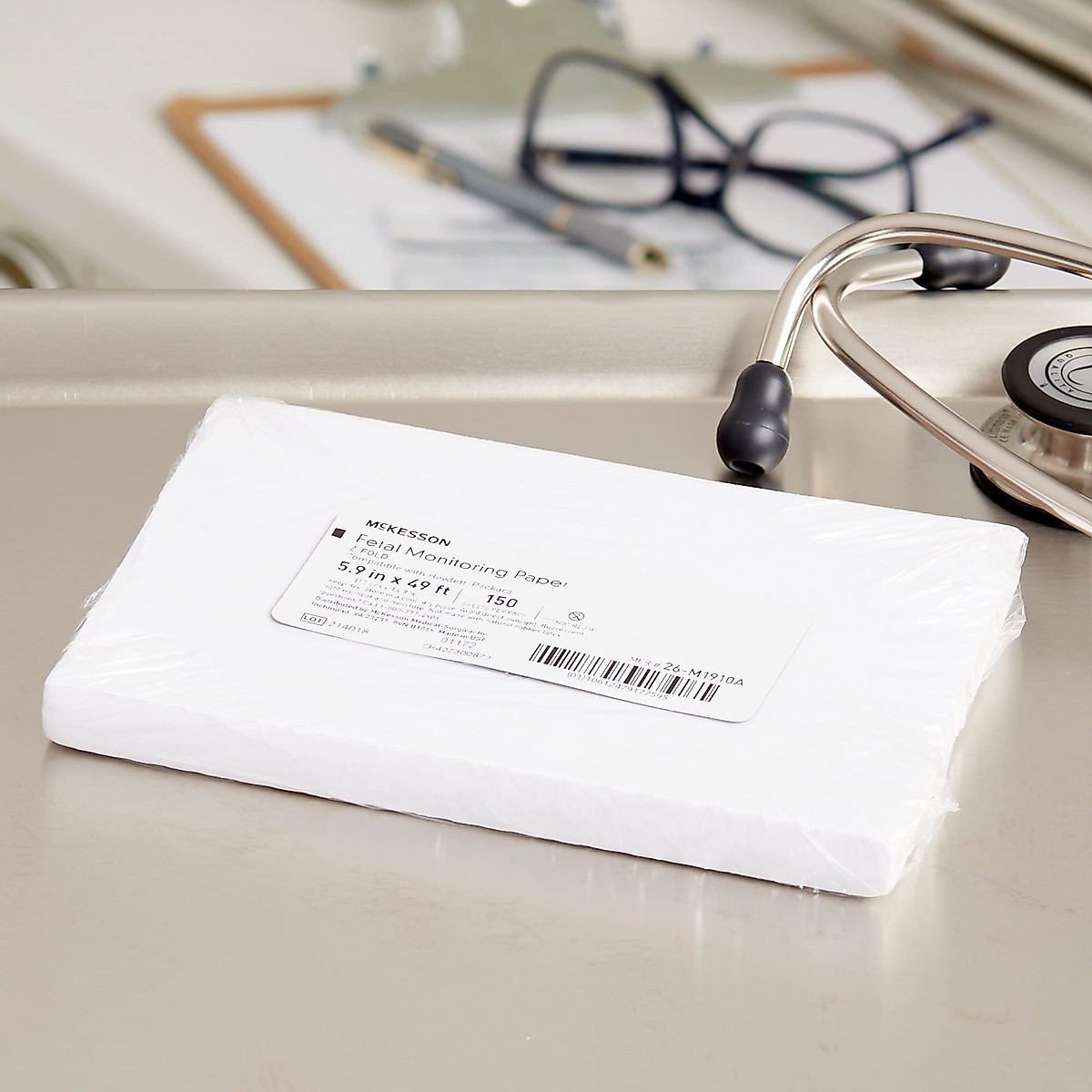 McKesson Fetal Monitoring Paper, Red Grid Thermal Paper, 6 in x 47 ft, 150 Count, 1 Pack