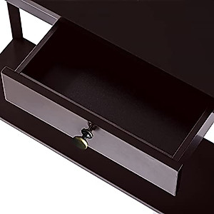 ChooChoo Narrow Console Table with Drawer, Chic Accent Sofa Entryway Table with Shelves for Entryway, Living Room, Hallway, Espresso