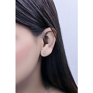 Dazzlingrock Collection Round White Diamond Centre Halo Illusion Set Stud Earrings for Her (0.20 ctw, Color I-J, Clarity I2-I3) in 10K White Gold in Screw Back