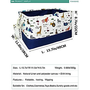 FANKANG Rectangular Laundry Basket Nursery Storage Fabric Storage Bin Storage Hamper,Book Bag,Gift Baskets (Animals)