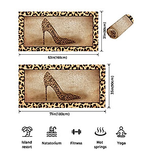 SIGOUYI Beach Towel, High Heels Leopard Beach Towels, Beach Accessories 36"x72" Beach Towel for Kids Girls Boys, Microfiber Bath Towels Beach Chair Absorbent Towels